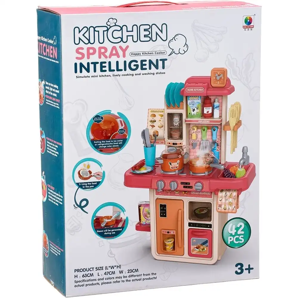 Large Pink Kitchen Playset with Accessories 42 Pieces - MJL-709