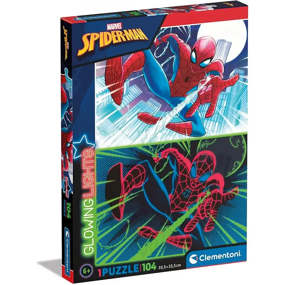 Clementoni - Marvel Spiderman Glowing Lights Puzzle 104 Pieces - 27555